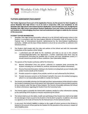 Fillable Online TUITION AGREEMENT/DOCUMENT Fax Email Print - pdfFiller