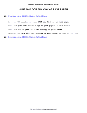 Fillable Online June 2013 Ocr Biology As Past Paper. June 2013 Ocr ...