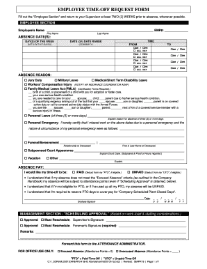 Fillable Online EMPLOYEE TIME-OFF REQUEST FORM Fax Email Print - pdfFiller