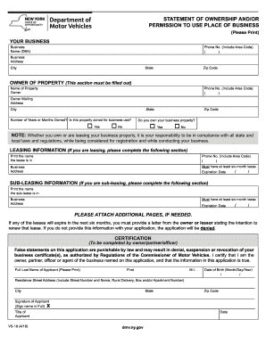 Fillable Online dmv ny Statement of Ownership and/or Permission to Use ...
