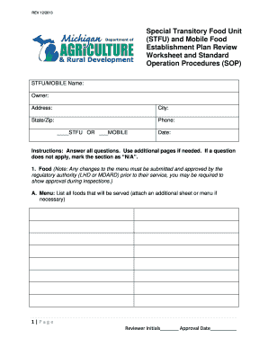 Fillable Online STFU-Mobile Plan Review and SOP Worksheet. STFU-Mobile ...