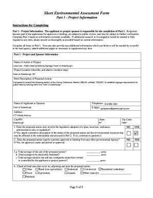 Fillable Online Short Environmental Assessment Form - Town of ...
