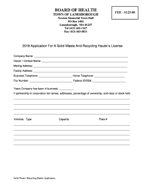 Fillable Online Solid Waste & Recycling Hauler's License Application ...