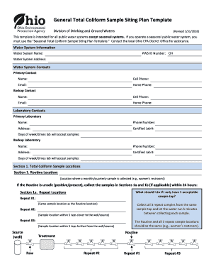 Fillable Online epa ohio General Total Coliform Sample Siting Plan ...