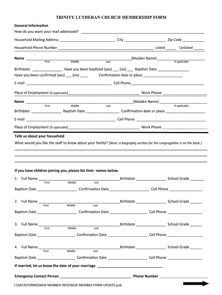 Church Membership Forms Fill Online Printable Fillable Blank 