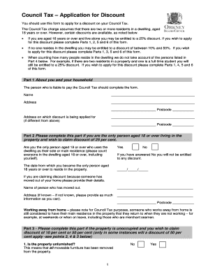 Fillable Online Council TaxApplication for Discount. Council ...