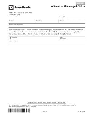 Fillable Online Affidavit of Unchanged Status Fax Email Print - pdfFiller
