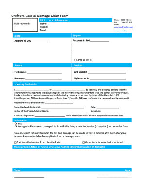 Fillable Online TrueFit Lost/ Damaged Form (AU) Fax Email Print - pdfFiller