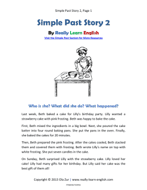 Simple Past Story 2 - Fill Online, Printable, Fillable, Blank | pdfFiller
