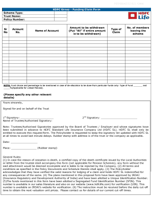 Fillable Online HDFC Group - Funding Claim Form Fax Email Print - pdfFiller