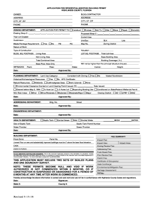 Fillable Online APPLICATION FOR RESIDENTIAL/ADDITION BUILDING PERMIT ...
