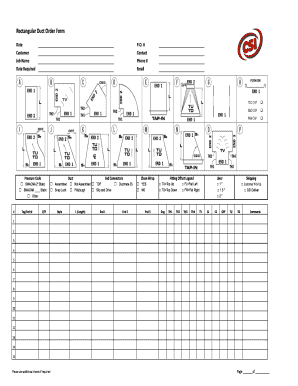 Fillable Online Rectangular Duct Order Form Fax Email Print - pdfFiller