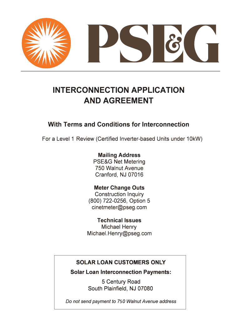 Fillable Online interconnection application and agreement - PSE&G - PSEG.com Fax Email Print ...