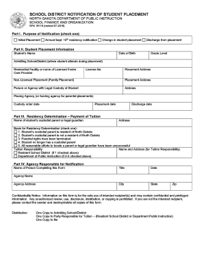 Fillable Online SCHOOL DISTRICT NOTIFICATION OF RESIDENCY AND CHILD PLACEMENT Fax Email Print ...