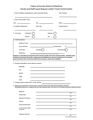 Fillable Online Faculty and Staff Leave Request and/or Travel Authorization Fax Email Print ...