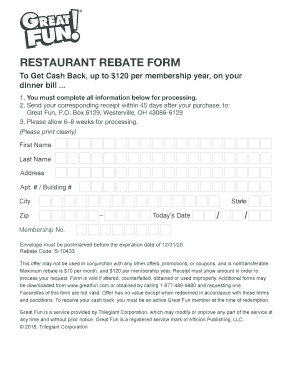 Fillable Online NAE-298 Restaurant Rebate Form Fax Email Print - pdfFiller