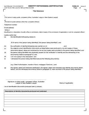 Fillable Online Identity Witnessing Certification - Form 20. A form 20 ...