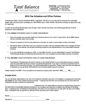 Fillable Online MVA Fee Schedule and Office Policies - Total Balance ...