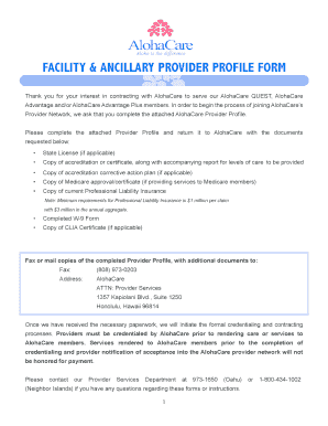 Fillable Online FACILITY & ANCILLARY PROVIDER PROFILE FORM Fax Email ...