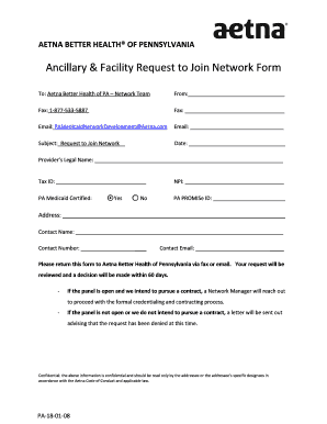 Fillable Online Ancillary & Facility Request to Join Network Form Fax ...
