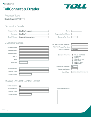 Fillable Online Toll IPEC Etrader Request Form v1.2 - StarShipIT ...