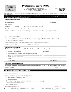 Fillable Online mcps professional leave form Fax Email Print - pdfFiller