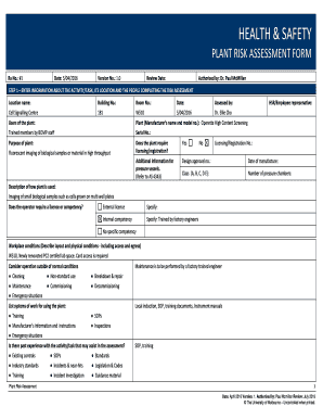 Plant - Risk Assessment Form - University Of Melbourne - Fill and Sign ...