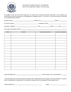 Fillable Online Community Service Project Activity Log Fax Email Print ...