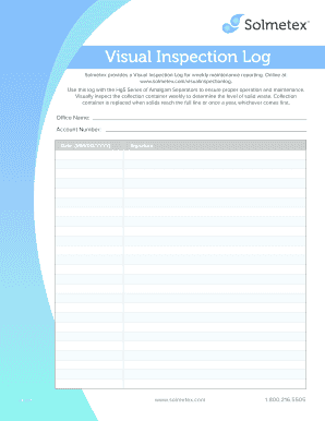 Fillable Online Visual inspection log form APR2017 proof 05 Fax Email ...