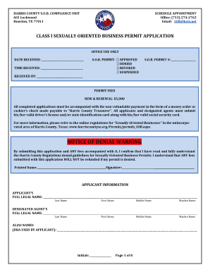 Fillable Online Class I Permit Request for Application - Harris County ...