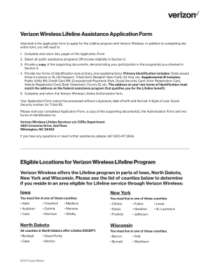 Fillable Online Verizon Wireless Lifeline Assistance Application Form Eligible ... Fax Email ...