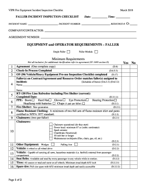 Fillable Online FALLER INCIDENT INSPECTION CHECKLIST Fax Email Print ...