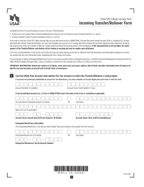 Fillable Online Roll Over or Transfer a 529 College Savings PlanUSAA ...