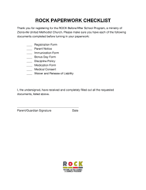 Fillable Online rock paperwork checklist - ROCK Really Outrageous ...