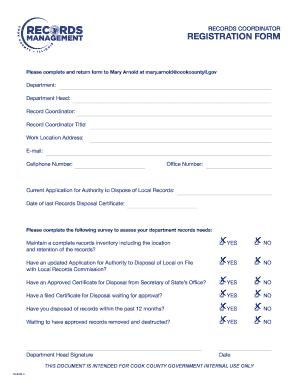Fillable Online Records Coordinator Registration Form Fax Email Print ...