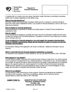 Fillable Online Application for Financial Assistance - Samaritan Health ...
