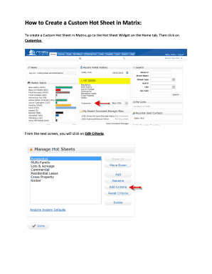 Fillable Online How to Create a Custom Hot Sheet in Matrix: Fax Email Print - pdfFiller