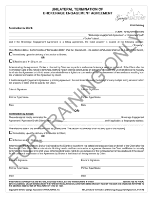 Unilateral Termination Of Brokerage Engagement Agreement - Fill Online ...