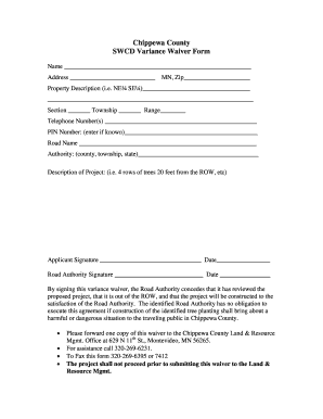 Fillable Online TREE PLANTING VARIANCE WAIVER Fax Email Print - pdfFiller