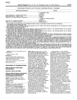 Fillable Online Conforming Products List of Evidential Breath Alcohol ...