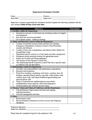 Fillable Online 5. Department Orientation Checklist Fax Email Print ...