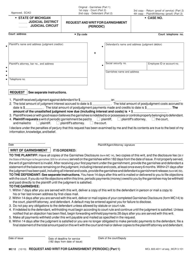 2019 MI MC 12: Fill out & sign online | DocHub