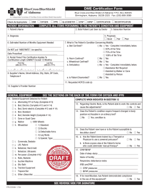 Fillable Online providers bcbsal DME Certification Form Fax Email Print ...