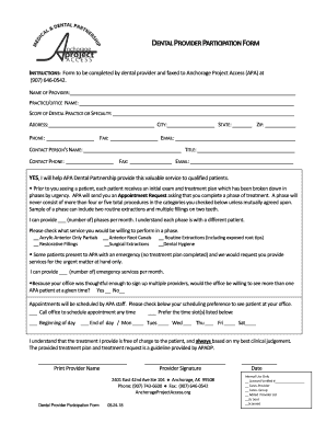 Fillable Online Dental Provider Participation Form Fax Email Print ...