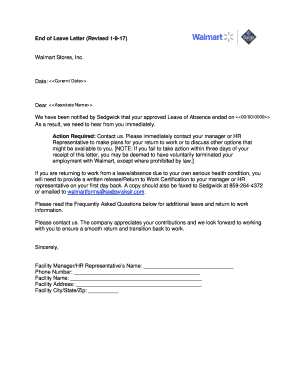 Fillable Online End of Leave Letter. End of Leave Letter Fax Email ...