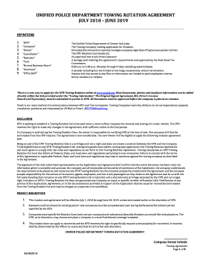 Fillable Online 2018-2019 Towing Agreement - Unified Police Department ...