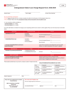 Fillable Online LCHG Undergraduate Federal Loan Change Request Form ...
