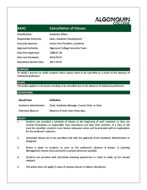 Fillable Online Cancellation of Classes Fax Email Print - pdfFiller