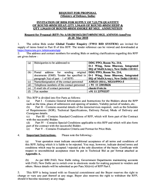 Fillable Online REQUEST FOR PROPOSAL (Ministry of Defence, India ...