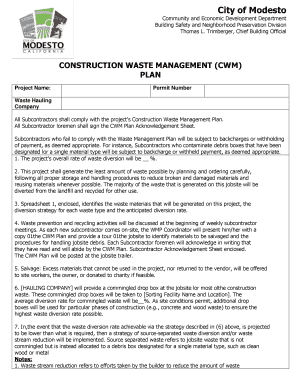 Fillable Online construction waste management plan - City of La Palma ...